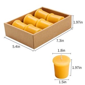 LJQizn 6pcs Beeswax Votive Candles Pure Handmade Pillar Natural Votives Set for Gift Home Décor Party Wedding Spa