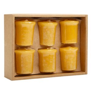 LJQizn 6pcs Beeswax Votive Candles Pure Handmade Pillar Natural Votives Set for Gift Home Décor Party Wedding Spa