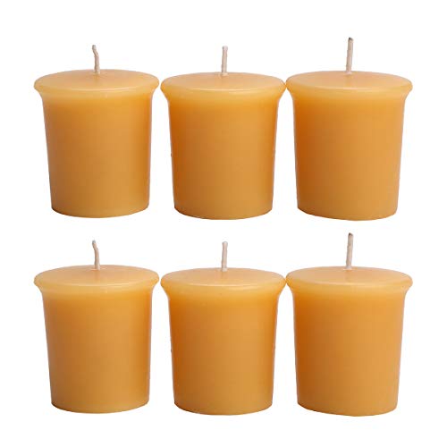 LJQizn 6pcs Beeswax Votive Candles Pure Handmade Pillar Natural Votives Set for Gift Home Décor Party Wedding Spa