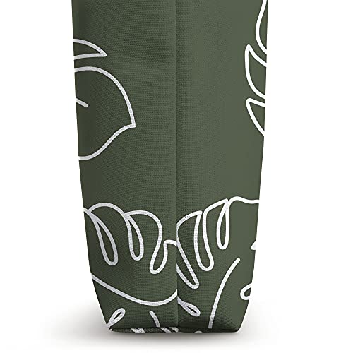 Line Art Monstera Leaf Botanical Tropical Plant Olive Green Tote Bag