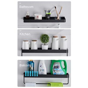 Annibells Shower Shelves Bathroom Shelf Towel Rack Free Drilling Installation Kitchen Bathroom Wall Storage Bracket Space Aluminum Black-Without Towel Rack||50cm