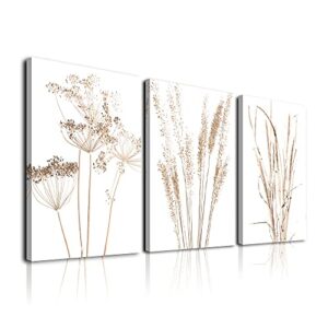 astrdecor botanical plant wall art farmhouse decor leaf floral wall decor canvas wall art for living room kitchen boho home decor framed ready to hang- 12″x16″x3 panels