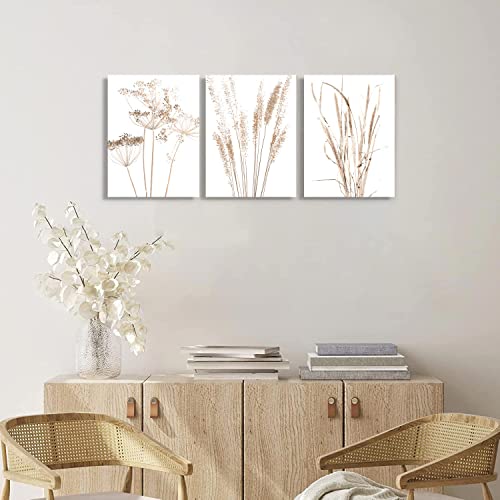 ASTRDECOR Botanical Plant Wall Art Farmhouse Decor Leaf Floral Wall Decor Canvas Wall Art for Living Room Kitchen Boho Home Decor Framed Ready to Hang- 12"x16"x3 Panels