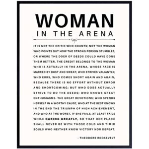 LARGE 11X14 - Man/Woman In the Arena - Teddy Roosevelt Poster - Positive Quotes - Motivational Inspirational Wall Art Decor - Uplifting Gift for Women, Feminist, Entrepreneur - Daring Greatly