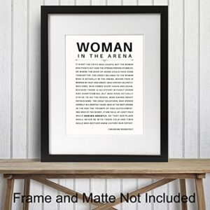 LARGE 11X14 - Man/Woman In the Arena - Teddy Roosevelt Poster - Positive Quotes - Motivational Inspirational Wall Art Decor - Uplifting Gift for Women, Feminist, Entrepreneur - Daring Greatly