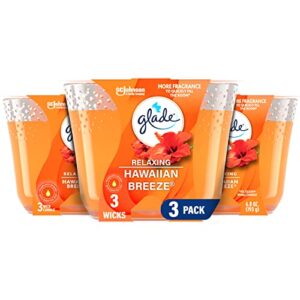 glade candle hawaiian breeze, fragrance candle infused with essential oils, air freshener candle, 3-wick candle, 6.8 oz, 3 count