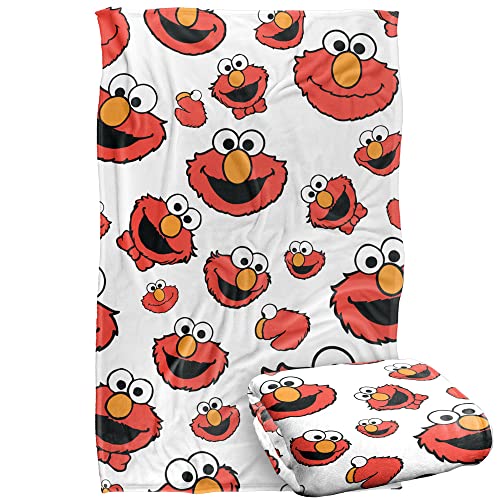 Sesame Street Elmo Face Pattern Officially Licensed Silky Touch Super Soft Throw Blanket 36" x 58"