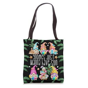 gnomes just wanna have sun for girls – funny summer & beach tote bag