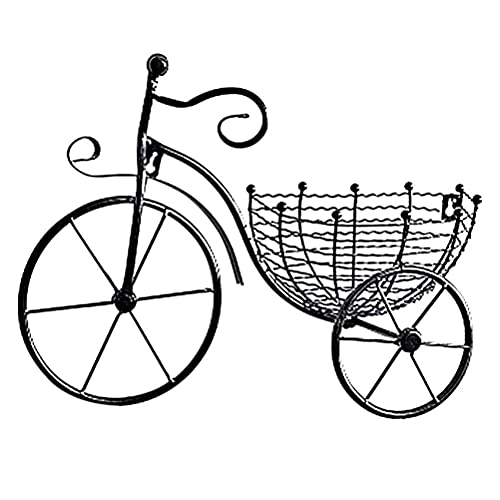 Faruxue Wrought Iron Wall Hanging Decor, Bicycle Flower Basket Wall Mounted Flower Stand Display Rack for Home Decor, Unique Art Ornaments Classic Retro Style for Home