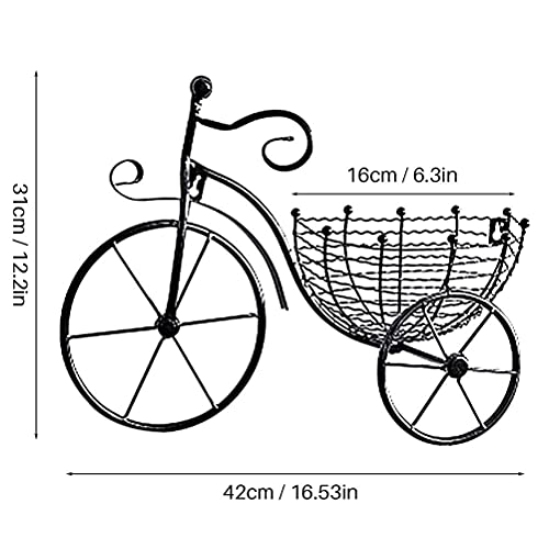 Faruxue Wrought Iron Wall Hanging Decor, Bicycle Flower Basket Wall Mounted Flower Stand Display Rack for Home Decor, Unique Art Ornaments Classic Retro Style for Home