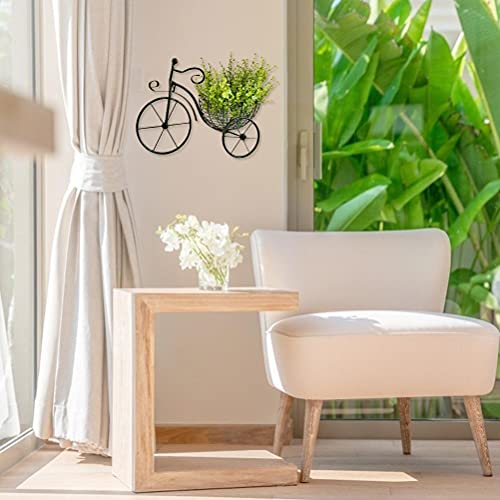 Faruxue Wrought Iron Wall Hanging Decor, Bicycle Flower Basket Wall Mounted Flower Stand Display Rack for Home Decor, Unique Art Ornaments Classic Retro Style for Home