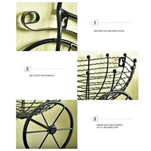 Faruxue Wrought Iron Wall Hanging Decor, Bicycle Flower Basket Wall Mounted Flower Stand Display Rack for Home Decor, Unique Art Ornaments Classic Retro Style for Home