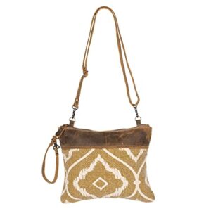 Myra Bag Chocolate Caramel Small & Crossbody Bag Upcycled Canvas, Leather & Rug S-2170