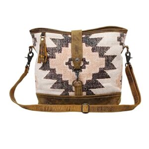 myra bag entice shoulder bag upcycled canvas, rug & leather s-2642