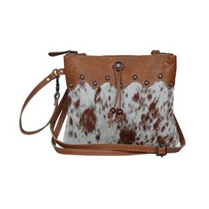 myra bag small zip top brown cow