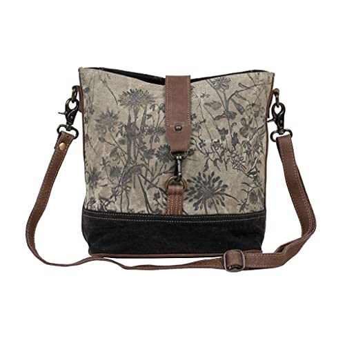 Myra Bag Debonair Shoulder Bag Upcycled Canvas & Leather S-2663