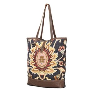 Myra Bag Benevolence Tote Bag Upcycled Canvas, Rug & Leather S-2650