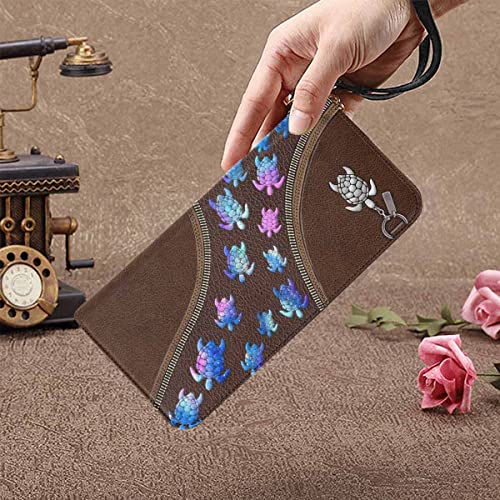 InterestPrint Personalized Women's Gift Clutch Purse Wallet, Cute Turtle Women's Clutch Purse Wallet