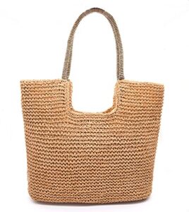 eorefo straw bag beach bags for women straw large beach tote bag hobo summer handwoven bags ratten bag for beach(bronze)