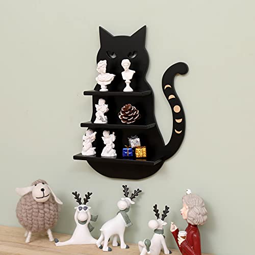 FF&YY Cute Black Cat Wall Shelf,Crystal Moon Shelf Decorative for Living Room,Dinning Room,Bed Room,Bath Room,Kids Room(Patent No.VA0002292241)