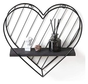 jjygytg shelf wall shelf rose gold decorative shelf metal heart-shaped shelf living room bathroom (color : black)