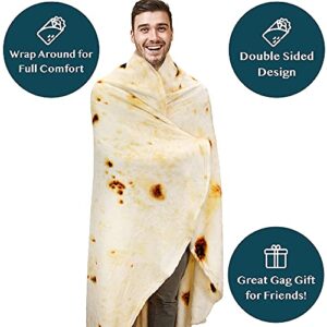 PAVILIA Tortilla Blanket Gift | Giant Tortilla Novelty Food Blanket, Double Sided X Large Tortilla Wrap Fleece Throw, Funny Gift Cool Gag Fun Gifts for Adults Kids Friends (Beige, 60 Inches)