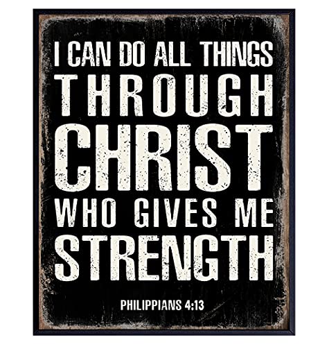 I Can Do All Things Through Christ - Philippians 4 13 - Religious Wall Decor - Christian Gifts for Men - Catholic Gifts - Inspirational Bible Verses Wall Decor - Scripture Wall Art - Jesus Wall Decor