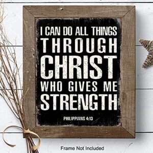 I Can Do All Things Through Christ - Philippians 4 13 - Religious Wall Decor - Christian Gifts for Men - Catholic Gifts - Inspirational Bible Verses Wall Decor - Scripture Wall Art - Jesus Wall Decor