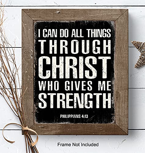 I Can Do All Things Through Christ - Philippians 4 13 - Religious Wall Decor - Christian Gifts for Men - Catholic Gifts - Inspirational Bible Verses Wall Decor - Scripture Wall Art - Jesus Wall Decor