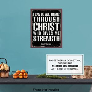 I Can Do All Things Through Christ - Philippians 4 13 - Religious Wall Decor - Christian Gifts for Men - Catholic Gifts - Inspirational Bible Verses Wall Decor - Scripture Wall Art - Jesus Wall Decor