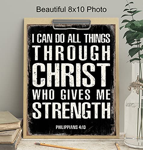 I Can Do All Things Through Christ - Philippians 4 13 - Religious Wall Decor - Christian Gifts for Men - Catholic Gifts - Inspirational Bible Verses Wall Decor - Scripture Wall Art - Jesus Wall Decor