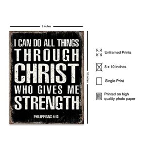 I Can Do All Things Through Christ - Philippians 4 13 - Religious Wall Decor - Christian Gifts for Men - Catholic Gifts - Inspirational Bible Verses Wall Decor - Scripture Wall Art - Jesus Wall Decor