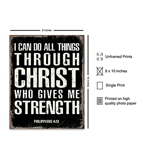 I Can Do All Things Through Christ - Philippians 4 13 - Religious Wall Decor - Christian Gifts for Men - Catholic Gifts - Inspirational Bible Verses Wall Decor - Scripture Wall Art - Jesus Wall Decor