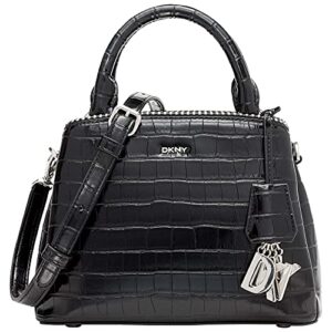 dkny paige sm satchel, black/silver