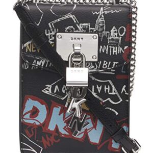 DKNY womens Dkny Elissa N/S Phone Crossbody, Black Graffiti, One Size US