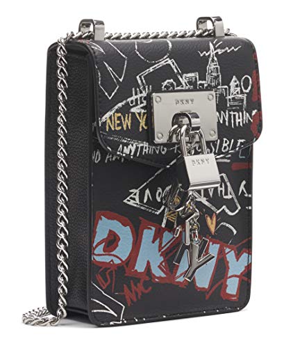 DKNY womens Dkny Elissa N/S Phone Crossbody, Black Graffiti, One Size US