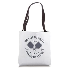 pickleball legend ironic pickleball player tote bag