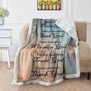 wish tree christian gifts for women sherpa throw blanket, religious get well soon gifts for women & men with inspirational healing thoughts & warm hugs, 60×80 inches