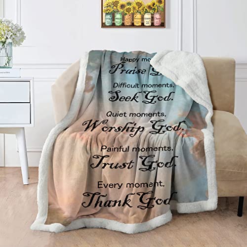 WISH TREE Christian Gifts for Women Sherpa Throw Blanket, Religious Get Well Soon Gifts for Women & Men with Inspirational Healing Thoughts & Warm Hugs, 60x80 Inches