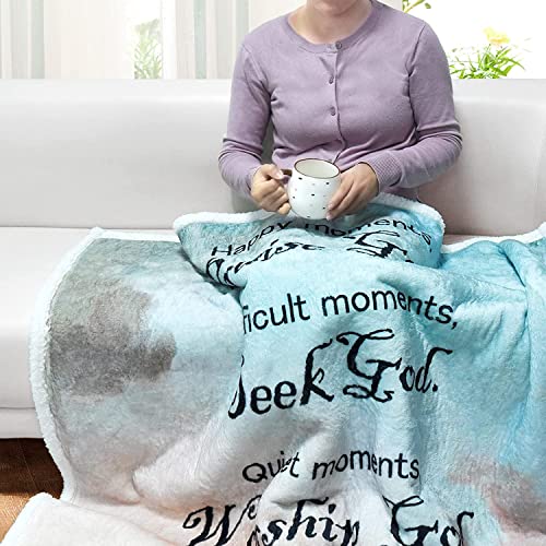 WISH TREE Christian Gifts for Women Sherpa Throw Blanket, Religious Get Well Soon Gifts for Women & Men with Inspirational Healing Thoughts & Warm Hugs, 60x80 Inches