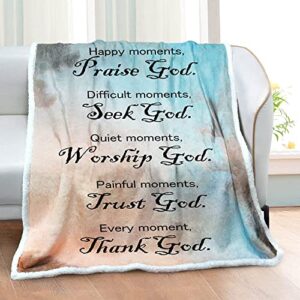 WISH TREE Christian Gifts for Women Sherpa Throw Blanket, Religious Get Well Soon Gifts for Women & Men with Inspirational Healing Thoughts & Warm Hugs, 60x80 Inches