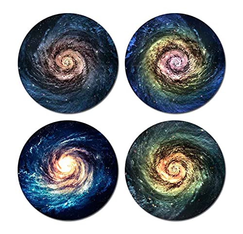 Starry Sky Vortex Round Coaster Set of Drink- Made of Polyester Fabric and Recycled Rubber Coaster Set - Set of 4