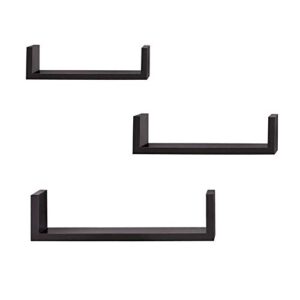 bysesion gt2-xj set of 3 floating display shelves ledge bookshelf wall mount storage home décor black