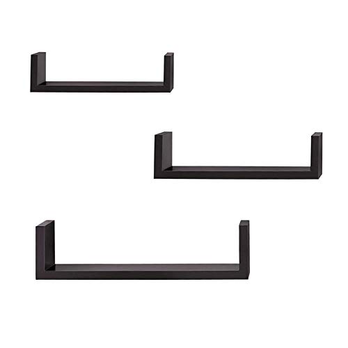 Bysesion GT2-XJ Set of 3 Floating Display Shelves Ledge Bookshelf Wall Mount Storage Home Décor Black