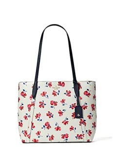 kate spade cara tea garden toss large top zip tote white pink floral blue multi