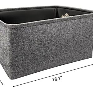 YeaBerr Storage Basket Bins, Large Foldable Fabric Storage Baskets with Handles for Clothes Toys Organizing Home Office Laundry Nursery Shelves, Baskets for Gifts Empty (Grey, 16.1x12.2x7.9 inch)