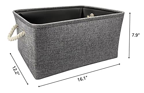 YeaBerr Storage Basket Bins, Large Foldable Fabric Storage Baskets with Handles for Clothes Toys Organizing Home Office Laundry Nursery Shelves, Baskets for Gifts Empty (Grey, 16.1x12.2x7.9 inch)