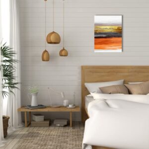 YPY Abstract Wall Art Canvas Orange and Gold Handmade Oil Painting for Home Living Room Bedroom Decor