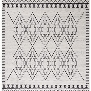 SAFAVIEH Tulum Collection 8' x 10' Black/Ivory TUL646Z Moroccan Boho Tribal Non-Shedding Living Room Dining Bedroom Area Rug