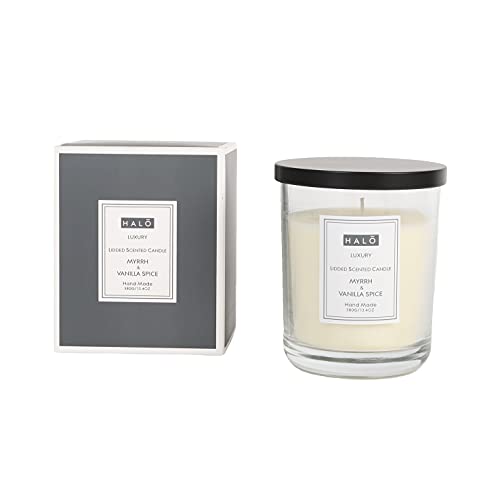 Sleepdown Halo Scented Candle | Myrrh and Vanilla Spice Large Jar Candle| Burn Time: Up to 42 Hours 380g